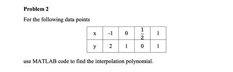 Solved Problem 2 For The Following Data Points X 1 0 1 Y 2