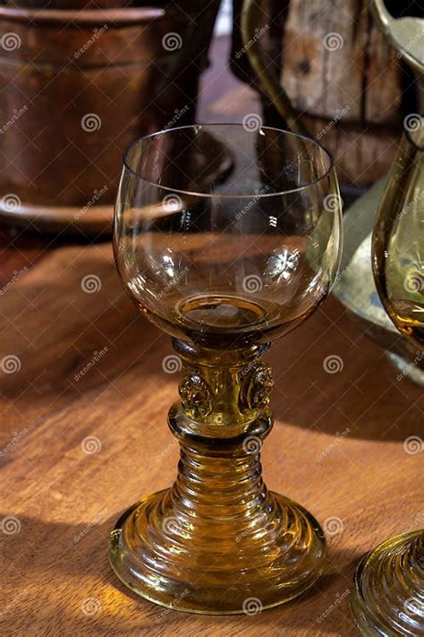 Empty Antique German Glassware Old Dutch Style Rummer Or Roemer