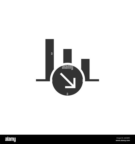 Market Trend Icon In Flat Style Decline Arrow With Magnifier Vector