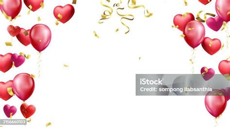 배경에 하트 풍선 화려한 3 차원 반짝이는 헬륨 풍선 발렌타인 데이와 풍선 생일 축하 해요 벡터 축하 파티 배너 호일 색종이 3
