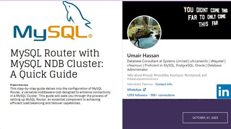 Mysql Router With Mysql Cluster A Quick Guide Umair Hassan 🇵🇸 Dba