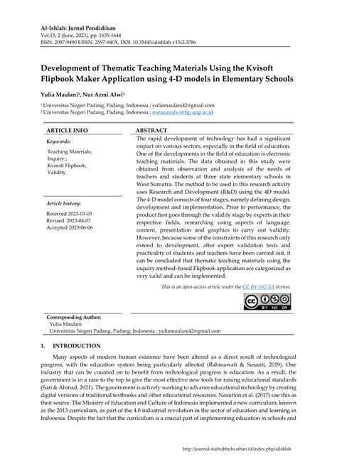 Pdf Development Of Thematic Teaching Materials Using The Kvisoft Flipbook Maker Application