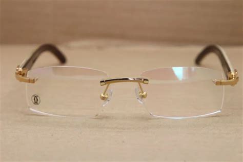 Cartier Rimless T8100903 White Inside Black Buffalo Horn Original