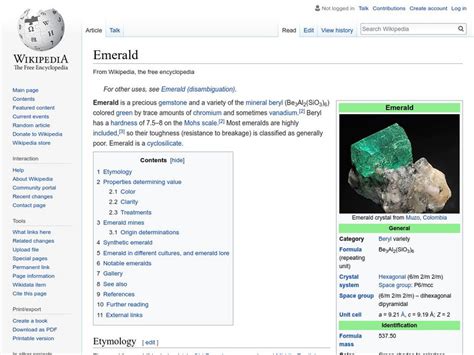 Wikipedia Emerald Handout For 9th 10th Grade Lesson Planet
