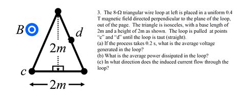 solved the 8 ohm triangular wire loop at left is placed in a