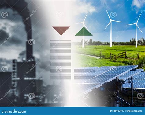 Energy Transition From Fossil Fuel To Green Energy Stock Image Image Of Environment Horizon