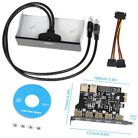 Mzhou 7 Ports Pci E To Usb 30 Expasion Card With 19 Pin Sata Power