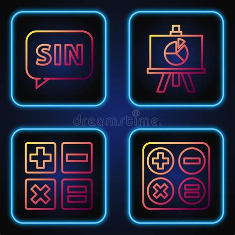 Set Line Square Root Feather And Inkwell Human Brain And Xyz Coordinate System Gradient Color