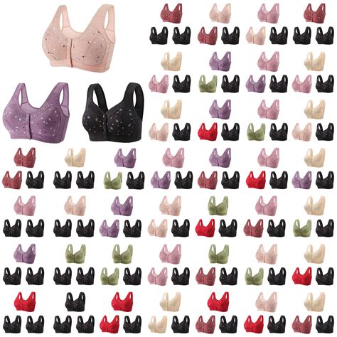 Ddapj Pyju 3pcs Daisy Bras For Older Women Sports Push Up Front Closure