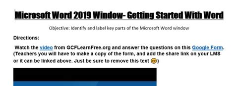 Microsoft Office 2019 Word Window Labeling Assignment And Activities Pack