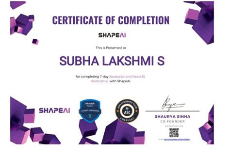 Subha Lakshmi S On Linkedin Shapeai