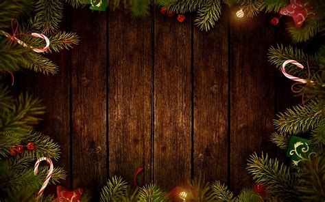 Christmas Wooden Background With Decorations And Lights
