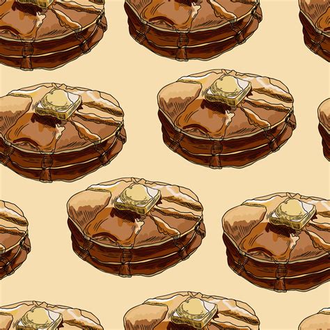 Panqueques Con Mantequilla Bosquejo Mano Dibujado Sin Costura Modelo