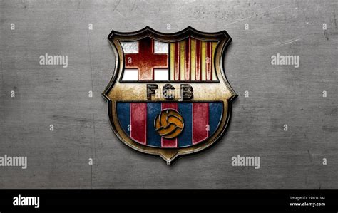 Steel And Golden Version Of The FC Barcelona Football Club Logo 4k