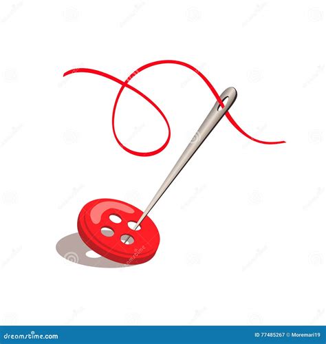Needle And Thread And Button Stock Vector Illustration Of Needle