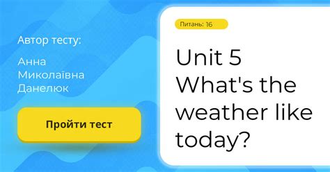 Unit 5 Whats The Weather Like Today Тест на 16 запитань Англійська мова