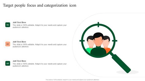 Target People Focus And Categorization Icon Summary PDF