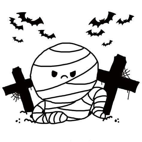 ハロウィンのモンスターと墓場のイラスト。フリー、無料、商業利用可能