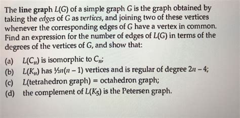 solved the line graph l g of a simple graph g is the graph