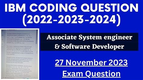 ibm coding question 2023 ibm test question of 27 nov ibm coding round questions youtube