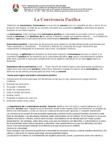 La Convivencia Pacifica Descargar Gratis Pdf Sociedad Sicología