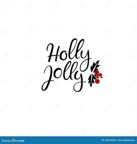 Holly Jolly Hand Lettering Greeting Card Vector Illistration Modern