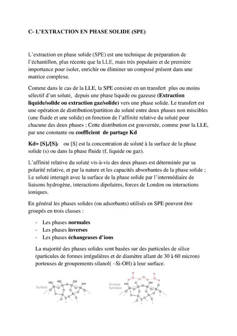Tech Chi Bio S3 Cours 9 C Lextraction En Phase Solide Spe