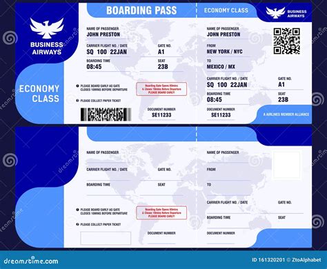 Blank Boarding Pass And Airlines Logos Cartoon Vector 161320201