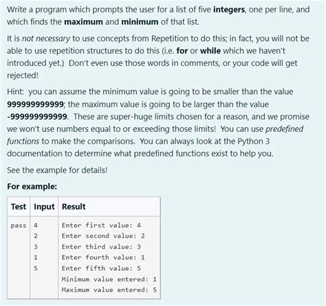 Solved Write A Program Which Prompts The User For A List Of