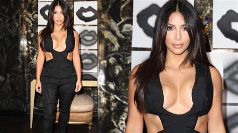 Kim Kardashian Has Nip Slip In Sexy Black Jumpsuit