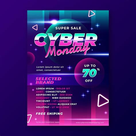 그라데이션 사이버 월요일 세로 포스터 템플릿 무료 벡터