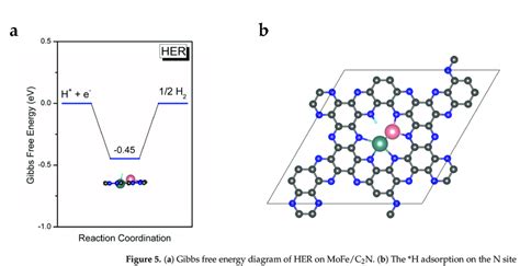 A Gibbs Free Energy Diagram Of Her On Mofec2n B The H Adsorption