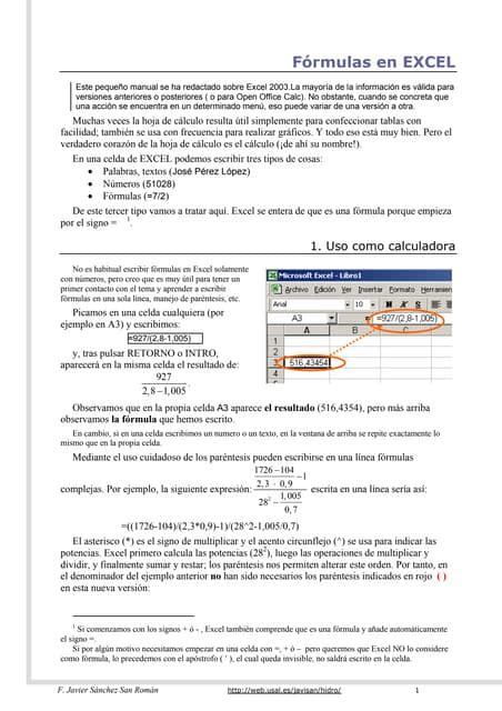 Formulas Excel Pdf Programming Languages Computing