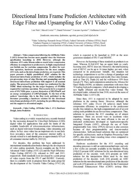 Directional Intra Frame Prediction Architecture With Edge Filter And Upsampling For Av1 Video
