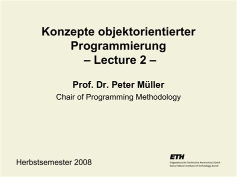 Konzepte Objektorientierter Programmierung Lecture 2