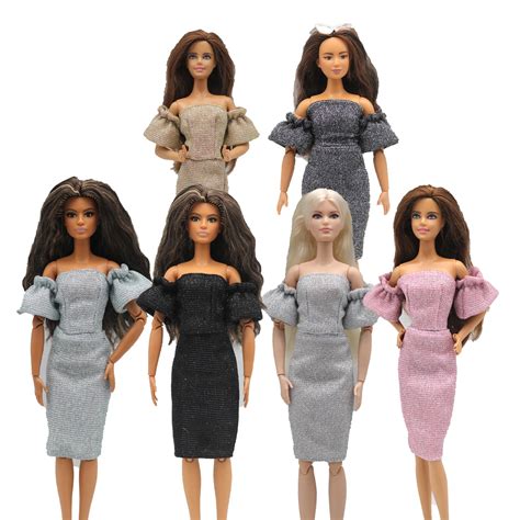 New 30cm 1 6 Doll Elegant Puff Sleeves Top Dress Set Daily Wear