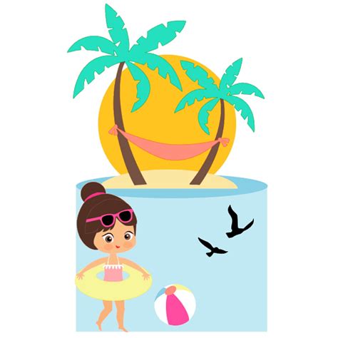 Arquivo de Corte Topo de Bolo Praia Verão Menina 009 Elo7
