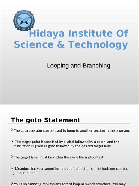 Looping And Branching Pdf Control Flow Computer Science