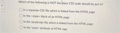Which Of The Following Css Style Property Is Used To Chegg
