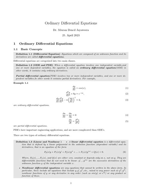 Ode Section Pdf Equations Ordinary Differential Equation