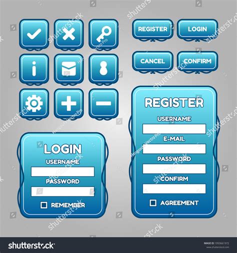 Vector Game Template Gui Kit Interface Stock Vector Royalty Free 1993661972 Shutterstock