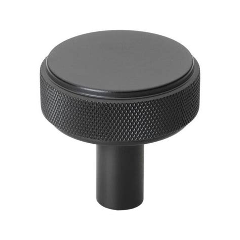 Gliderite 1 12 In Matte Black Finish Solid Round Knurled Cabinet Knob