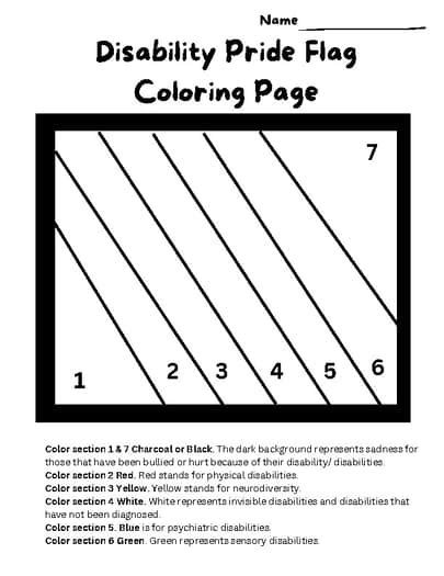 Disability Pride Flag Coloring Sheet And History By The Guidance Center