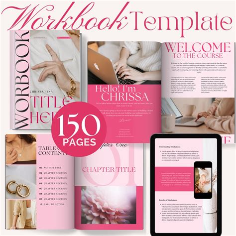 Pink Workbook Canva Template Course Creator Hot Pink Aesthetic Ebook