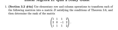 Solved Section A Use Elementary Row And Column Chegg