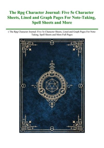 Book The Rpg Character Journal Five 5e Character Sheets Lined And