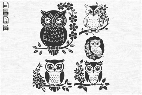 Owl Perched On A Branch Bundle Floral Graphic By Blackcatszone
