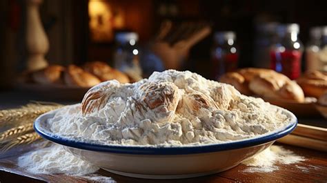 Premium Ai Image Composition With Flour And Bread On Table