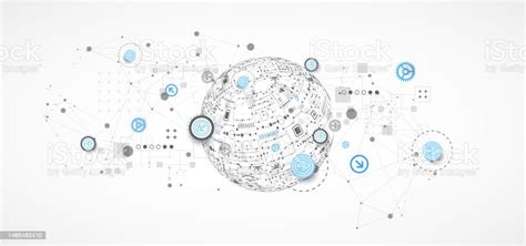 Abstract Technology Sphere Background Global Network Consept Stock