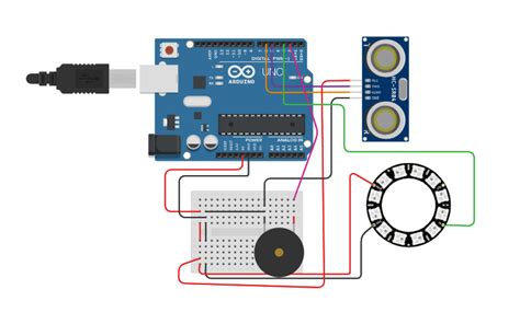 Circuit Design Social Distancing Indicator Tinkercad